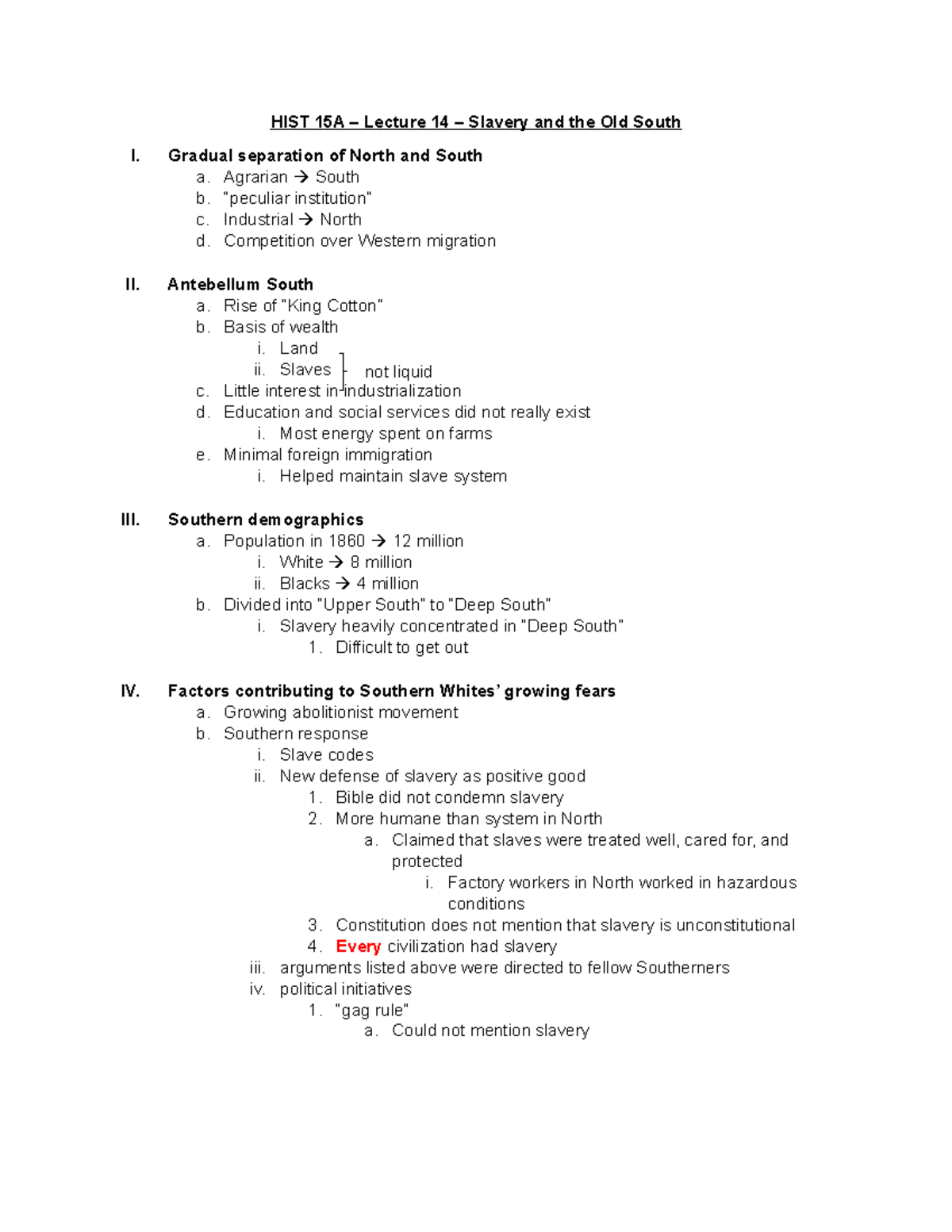HIST 15A - Lecture 14 - Slavery and the Old South - Gradual separation ...