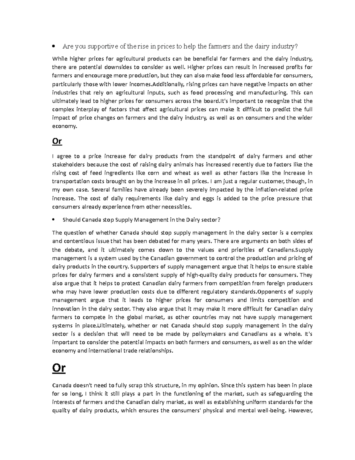 Discussion board of canada diary products - Are you supportive of the ...