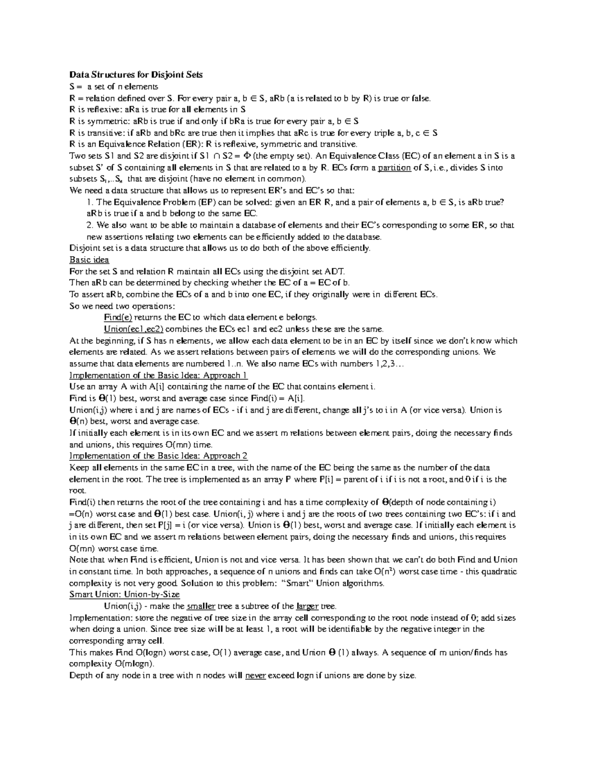 Ch21 Disjoint Set Algorithms For Standard Computational Problems And