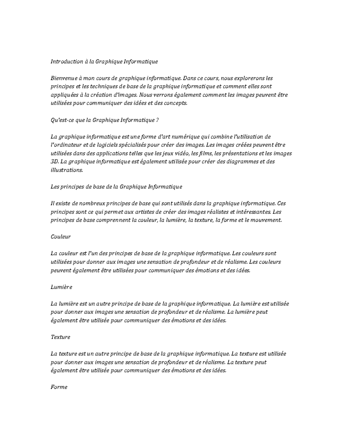 Computer Graphics Study Notes - Introduction à la Graphique ...