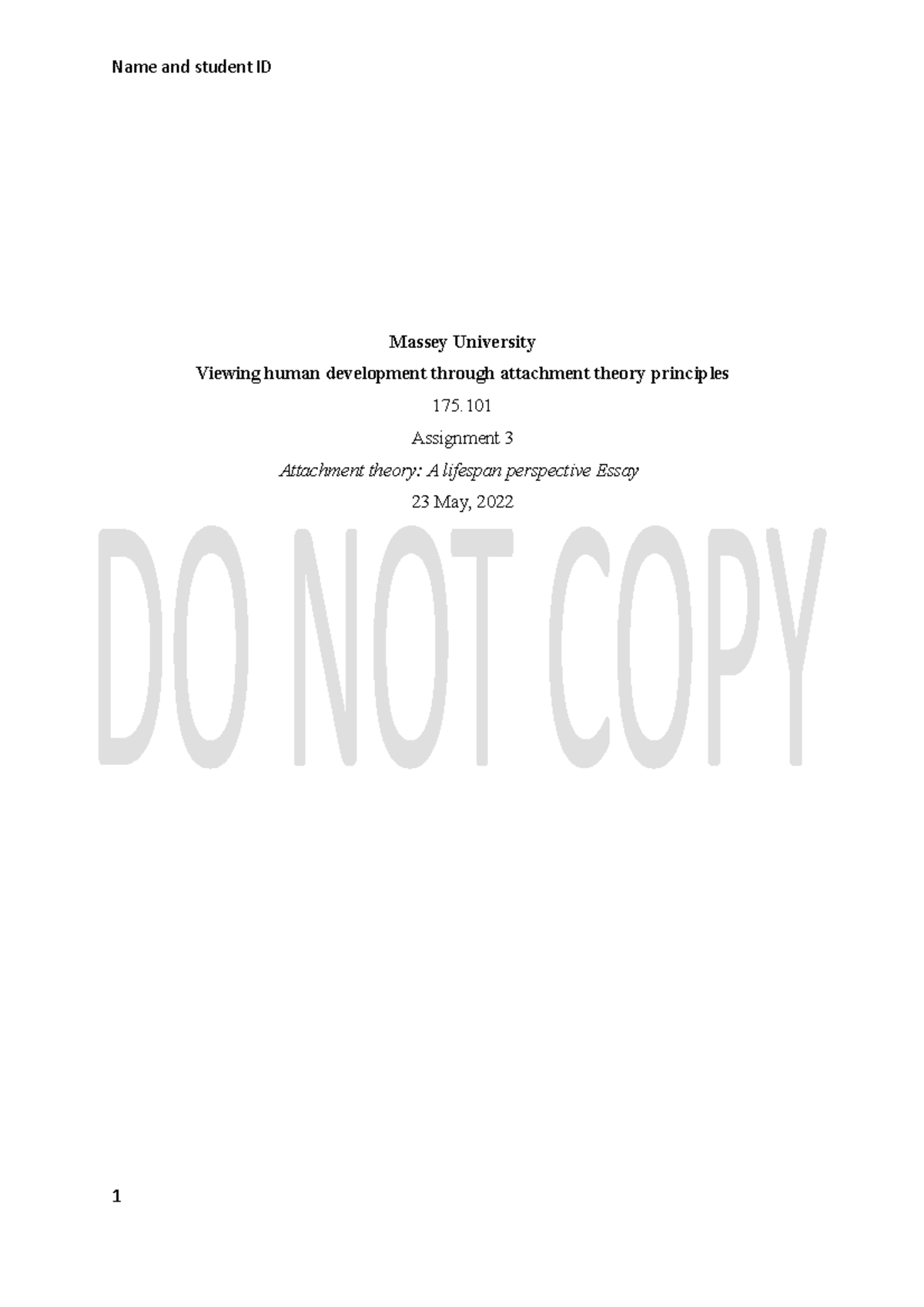 Assignment 3 example 2022 - Massey University Viewing human development ...