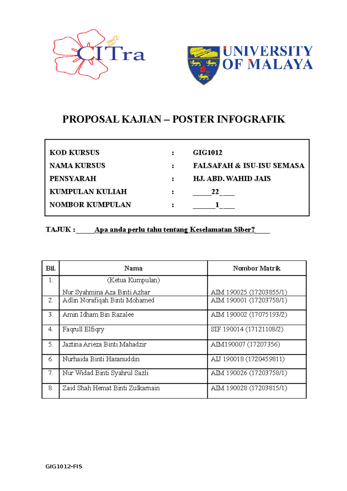Proposal poster Falsafah - PROPOSAL KAJIAN – POSTER INFOGRAFIK KOD ...