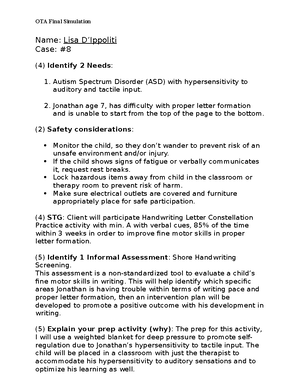 Treatment Simulation 1 Form - Treatment Simulation 1 Developmental ...