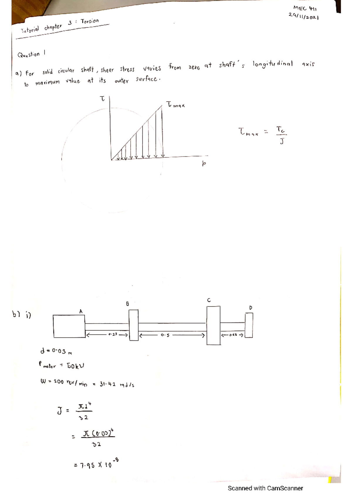 Tutorial TORSION MEC411 SEM 3 - Mechanics of Materials - Studocu