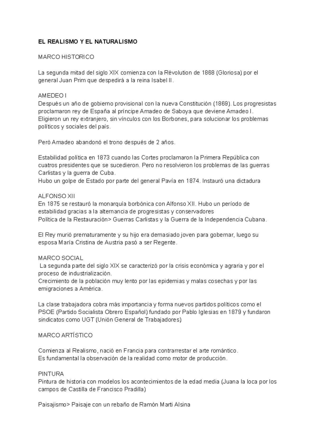 EL Realismo Y EL Naturalismo - EL REALISMO Y EL NATURALISMO MARCO ...