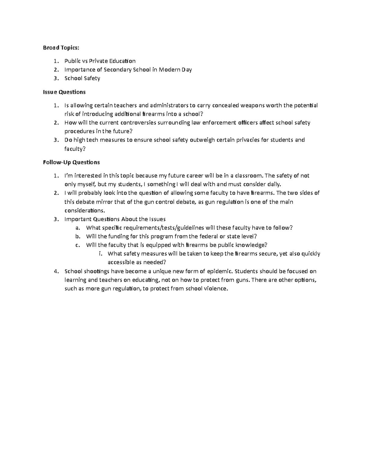 U1 Activity - Inventing Issues From Topics - Broad Topics: Public vs ...