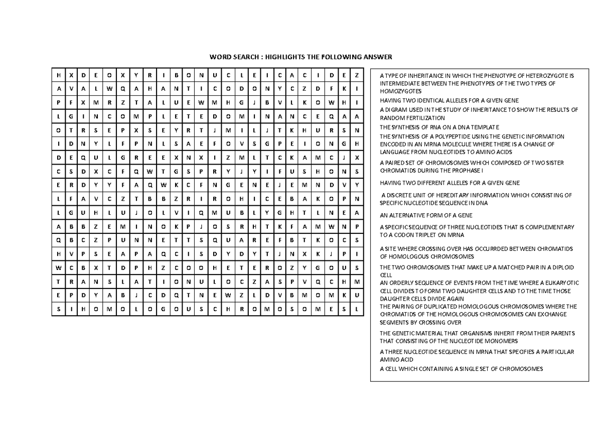 Tutorial Chapter 5 - WORD SEARCH : HIGHLIGHTS THE FOLLOWING ANSWER H X ...