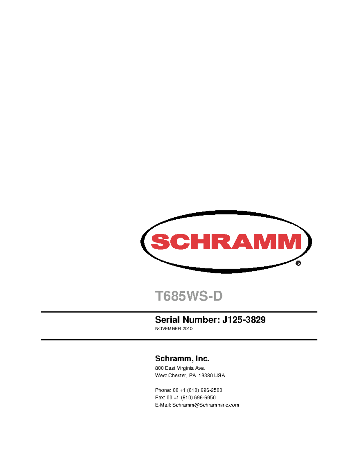Schramm Parts Manual - Schramm, Inc. 800 East Virginia Ave. West ...