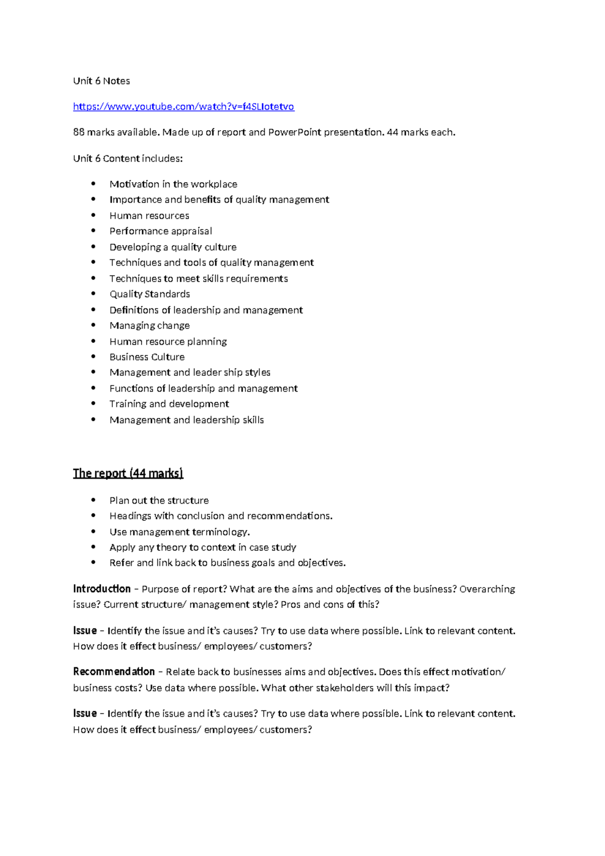 Unit 6 Notes - ..... - Unit 6 Notes youtube/watch?v=f4SLIotetvo 88 ...