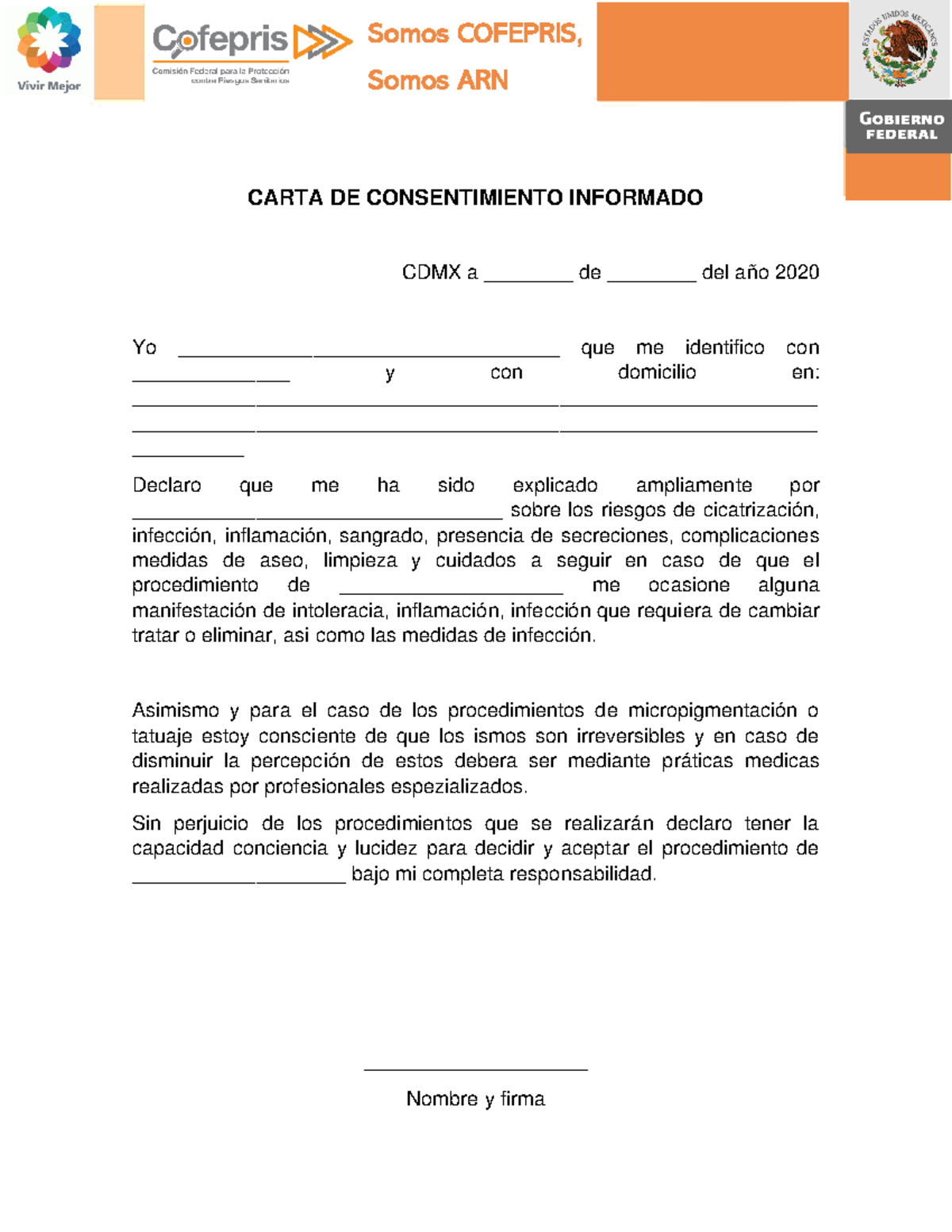 Carta DE Consentimiento Informado Y Cuestionario PDF - CARTA DE ...