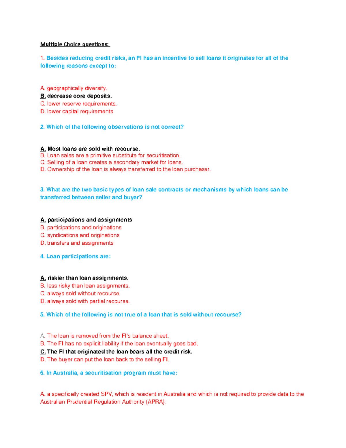 Solution Multiple Choice questions Tutorial 3 - Multiple Choice ...