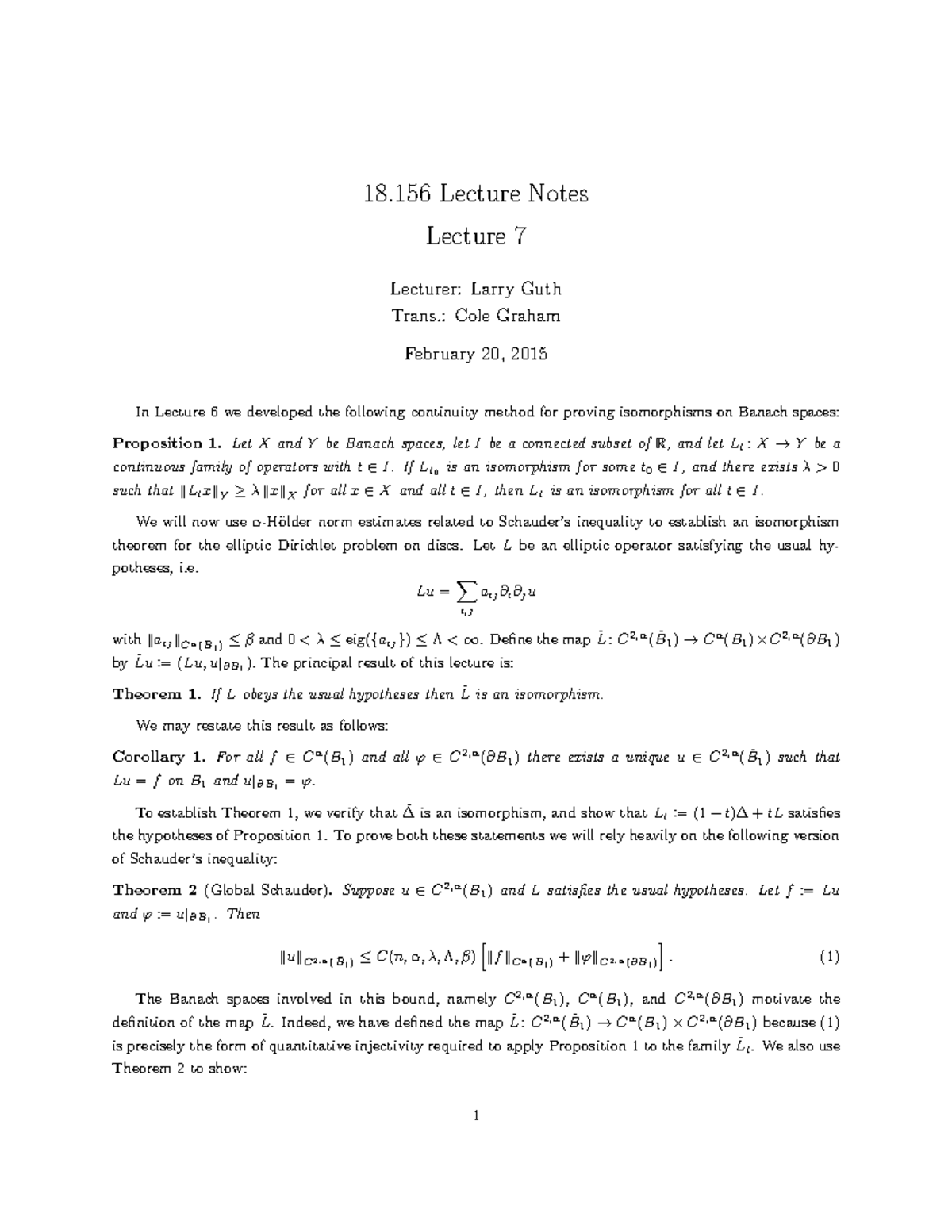 Using Functional Analysis to Solve Elliptic PDE - 18 Lecture Notes ...