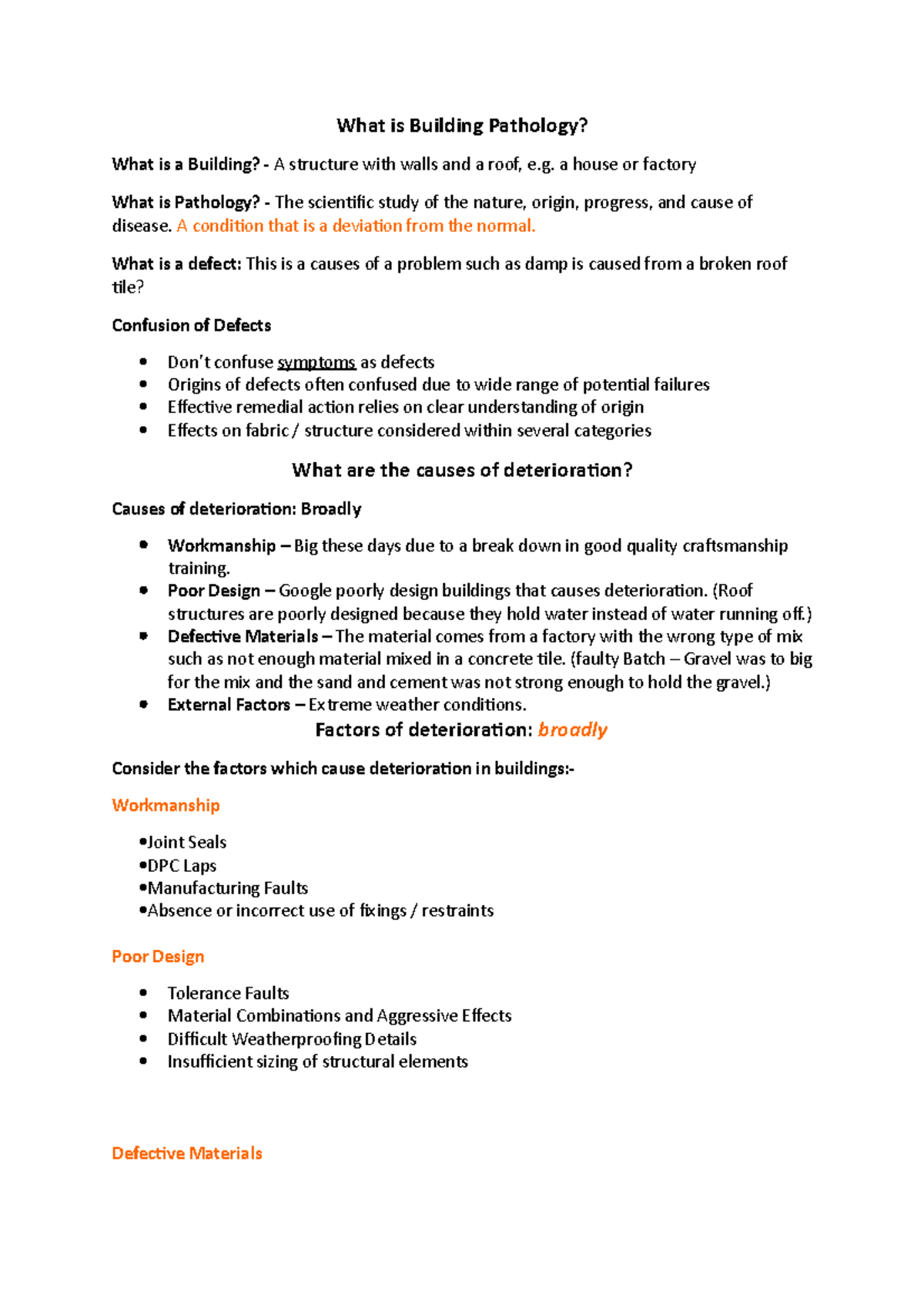 Week 1 - Pathology and Inspection - Lecture 1 - What is Building ...