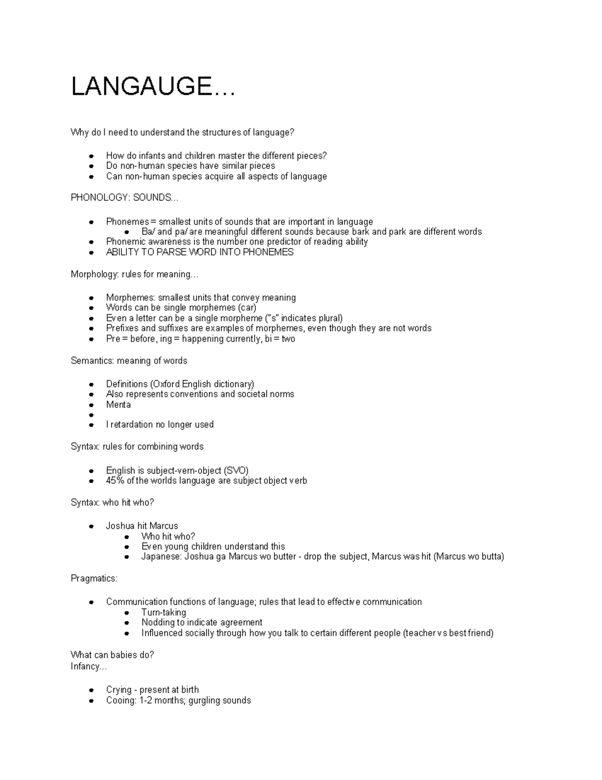 Langauge… - lecture notes only ! - LANGAUGE... Why do I need to ...