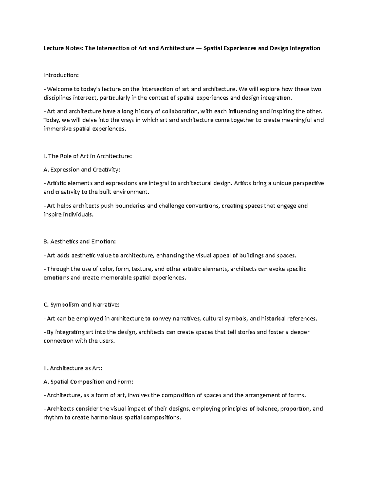 Lecture Note: The Intersection of Art and Architecture — Spatial ...