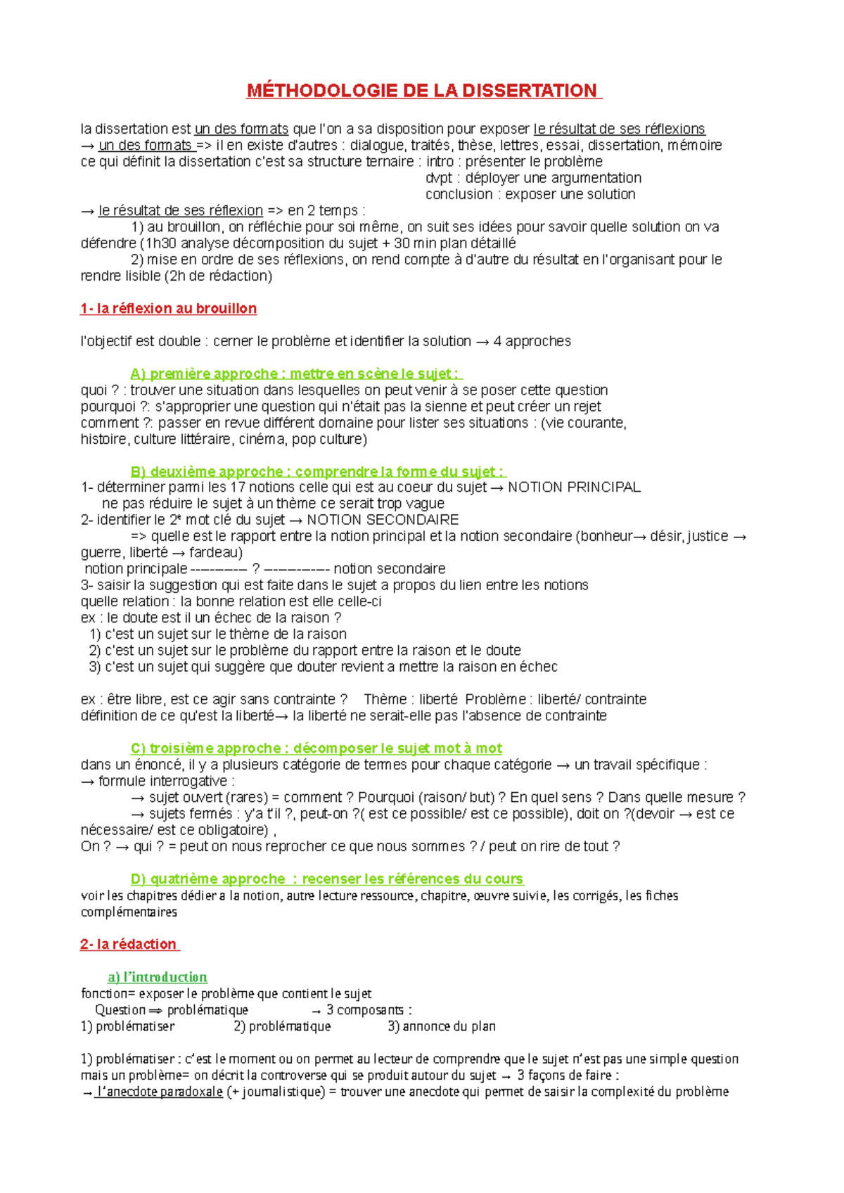 Methodologie dissertation - MÉTHODOLOGIE DE LA DISSERTATION la ...