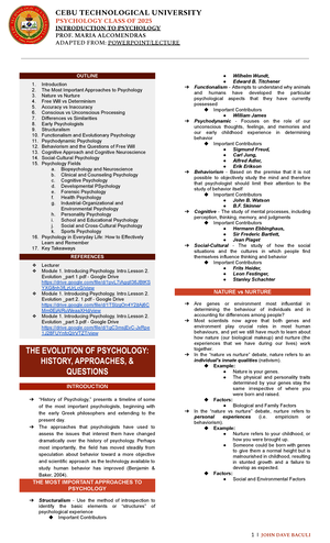 Transes for ITP Lesson 2 - PSYCHOLOGY CLASS OF 2025 INTRODUCTION TO PSYCHOLOGY PROF. MARIA - Studocu