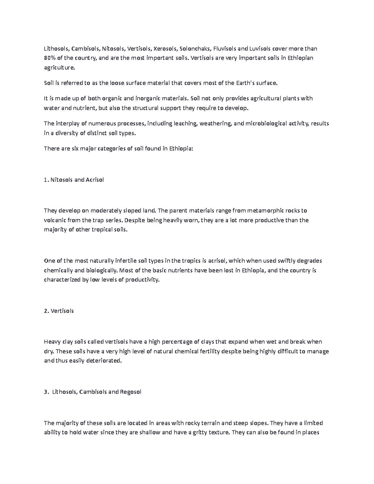 Geo 8,9 - Lithosols, Cambisols, Nitosols, Vertisols, Xerosols ...