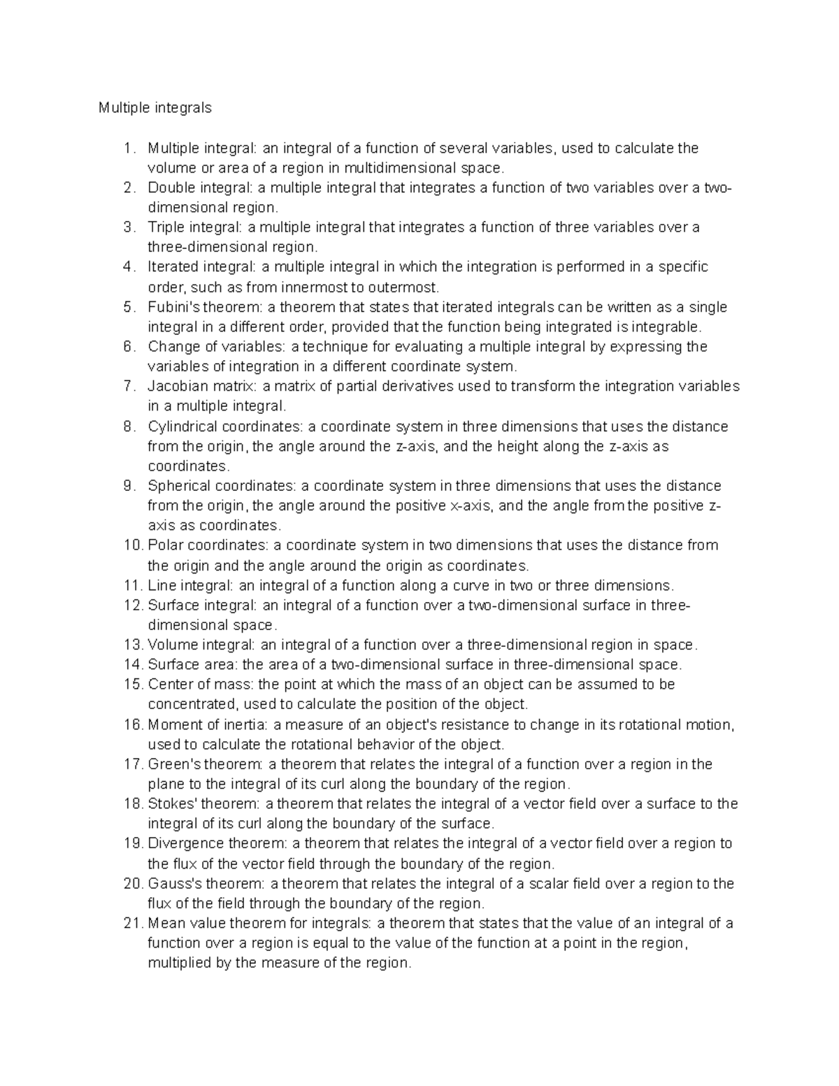Multiple integrals - Multiple integrals Multiple integral: an integral ...