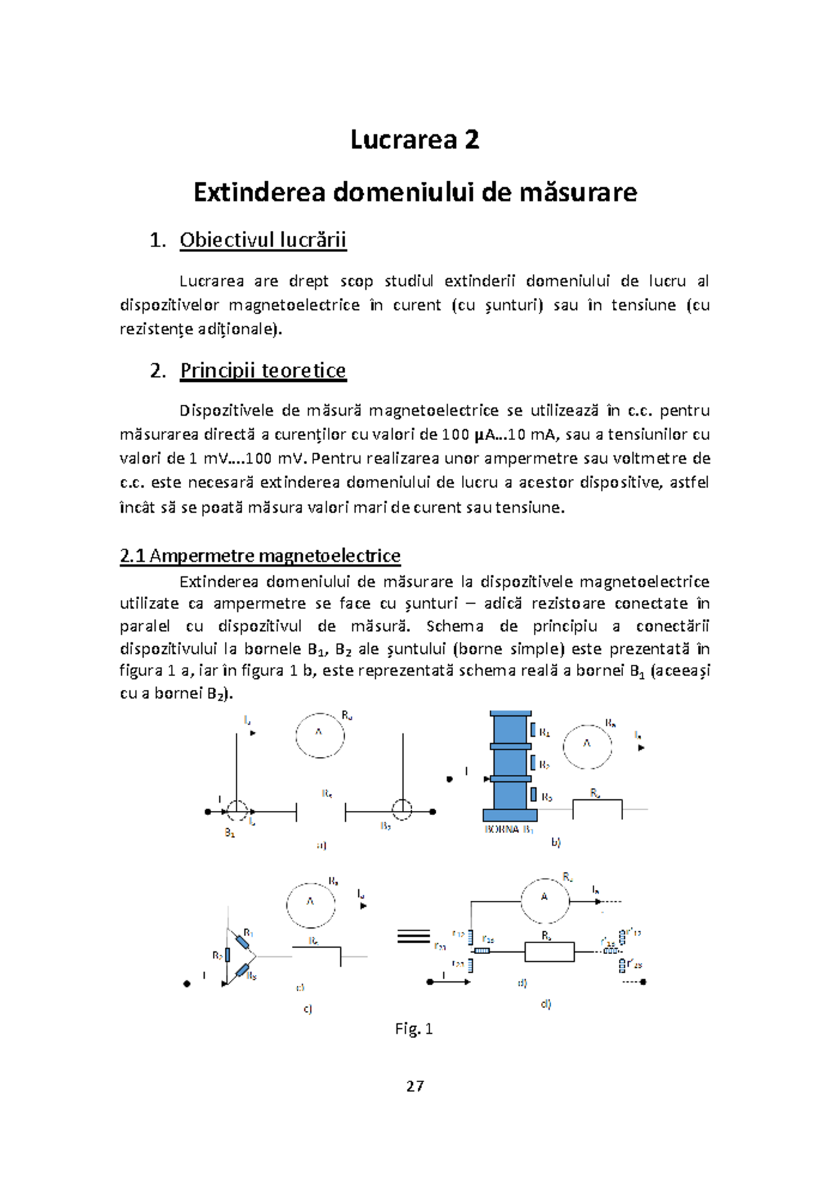 Lucrarea 2 - Extinderea domeniului de masurare - Obiectivul lucrării ...