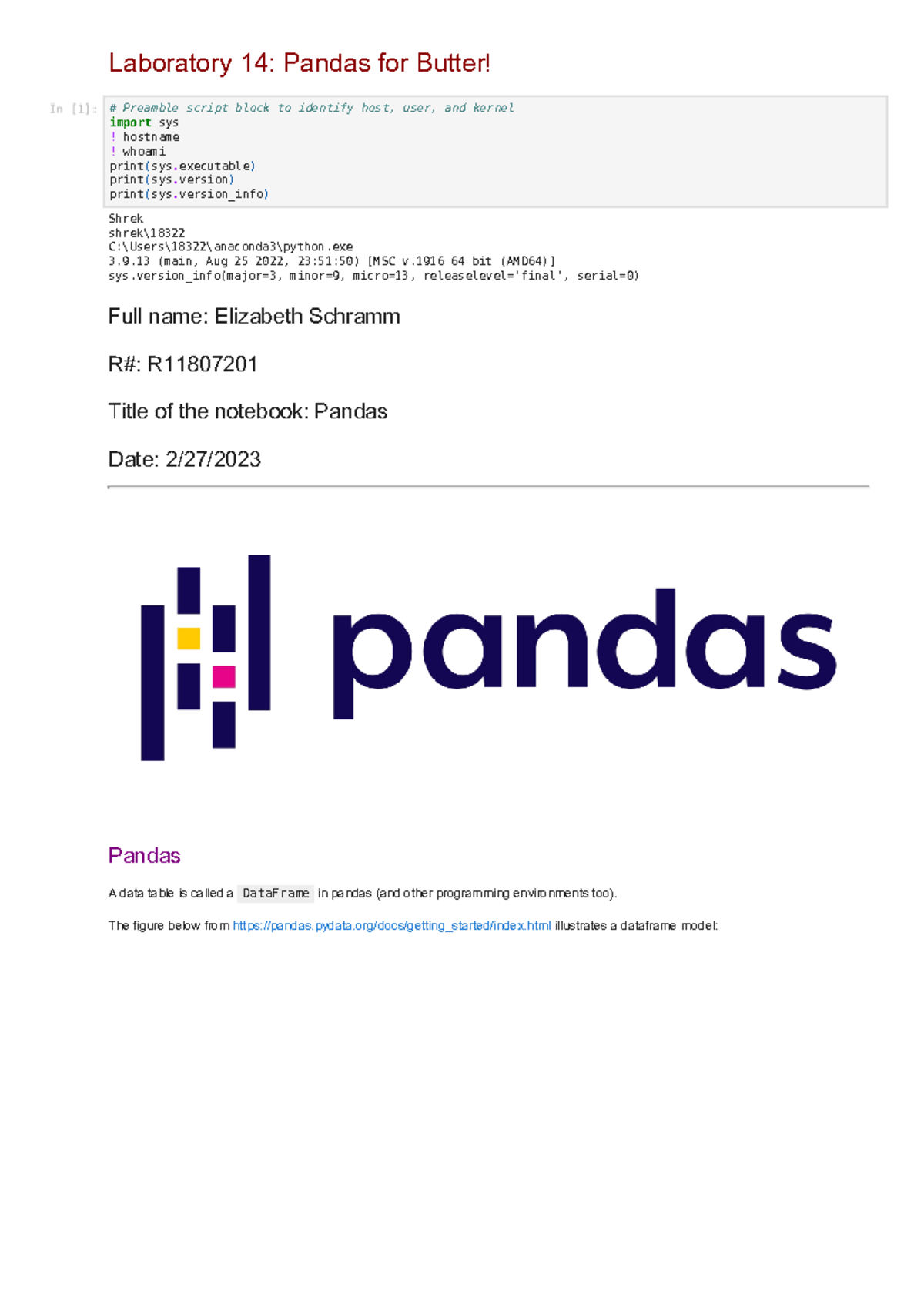 Lab14 - lab 14 - Laboratory 14: Pandas for Butter! Shrek shrek C:\Users\18322\anaconda3\python 3 ...
