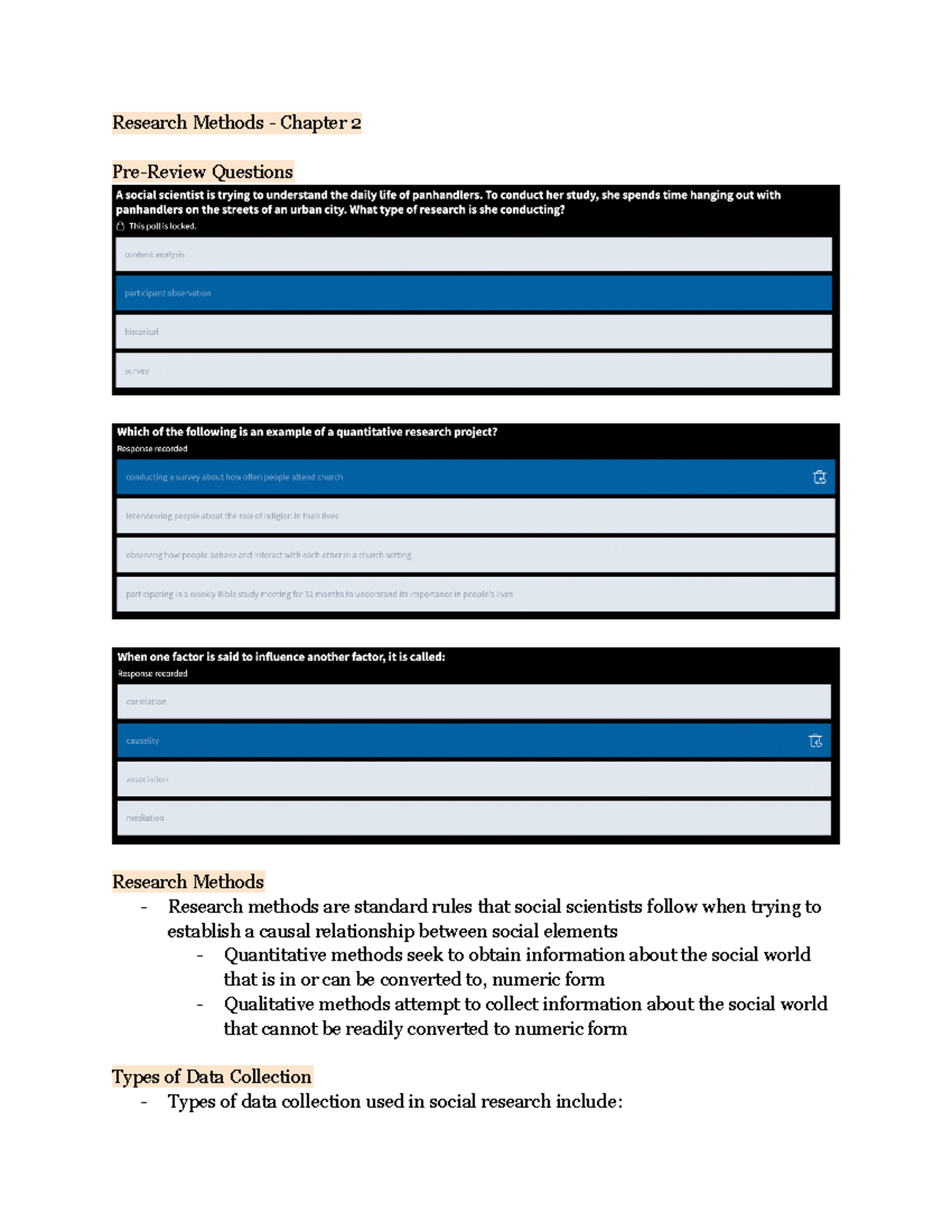 Chapter 2 - Notes - Research Methods - Chapter 2 Pre-Review Questions ...