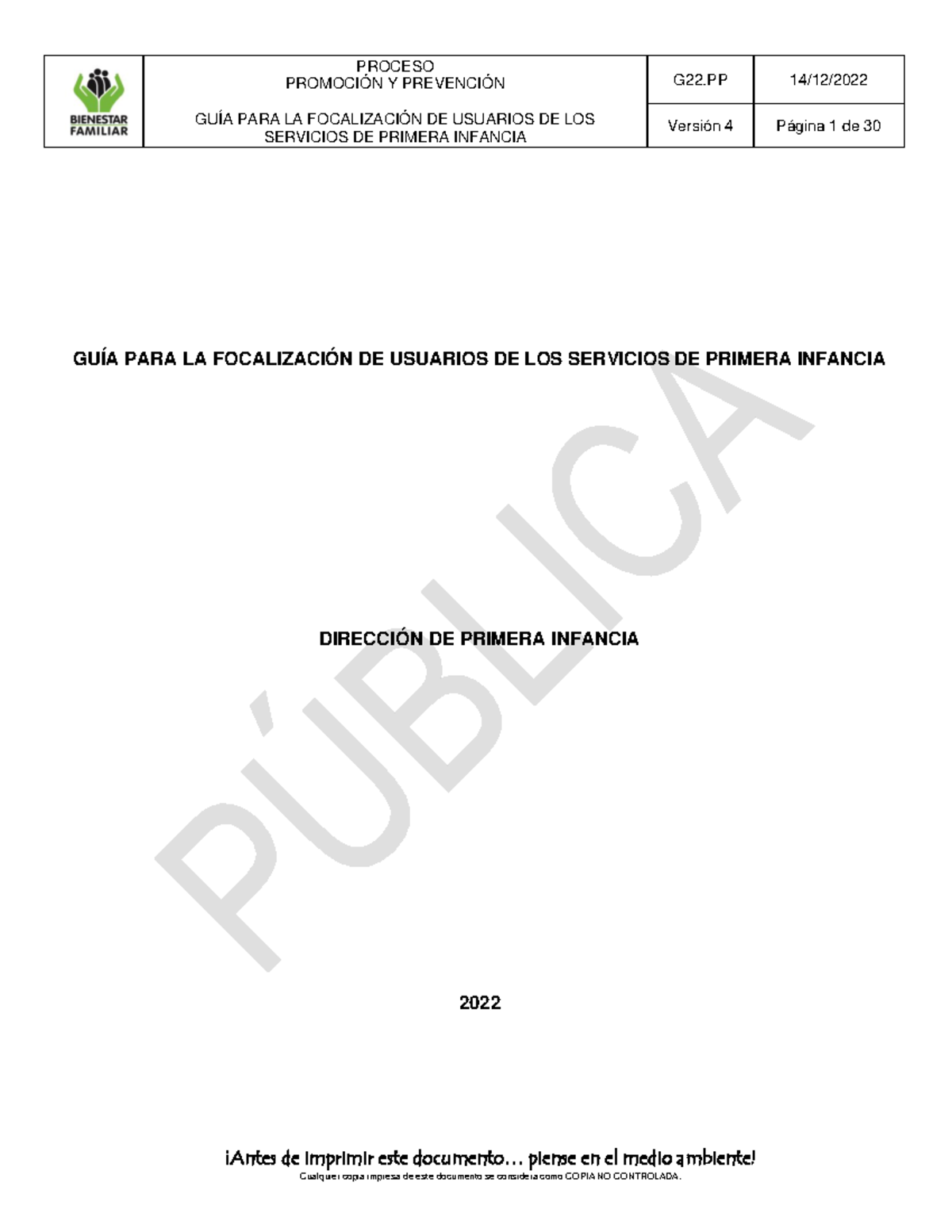 G22 - proceso de focalizacion poblacion vulnerable - PROMOCIÓN Y ...