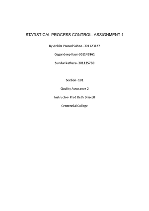 FST 312 - 23W - Assignment 2 - Statistical Process Control - Rev. 01 - Assignment 2 ...