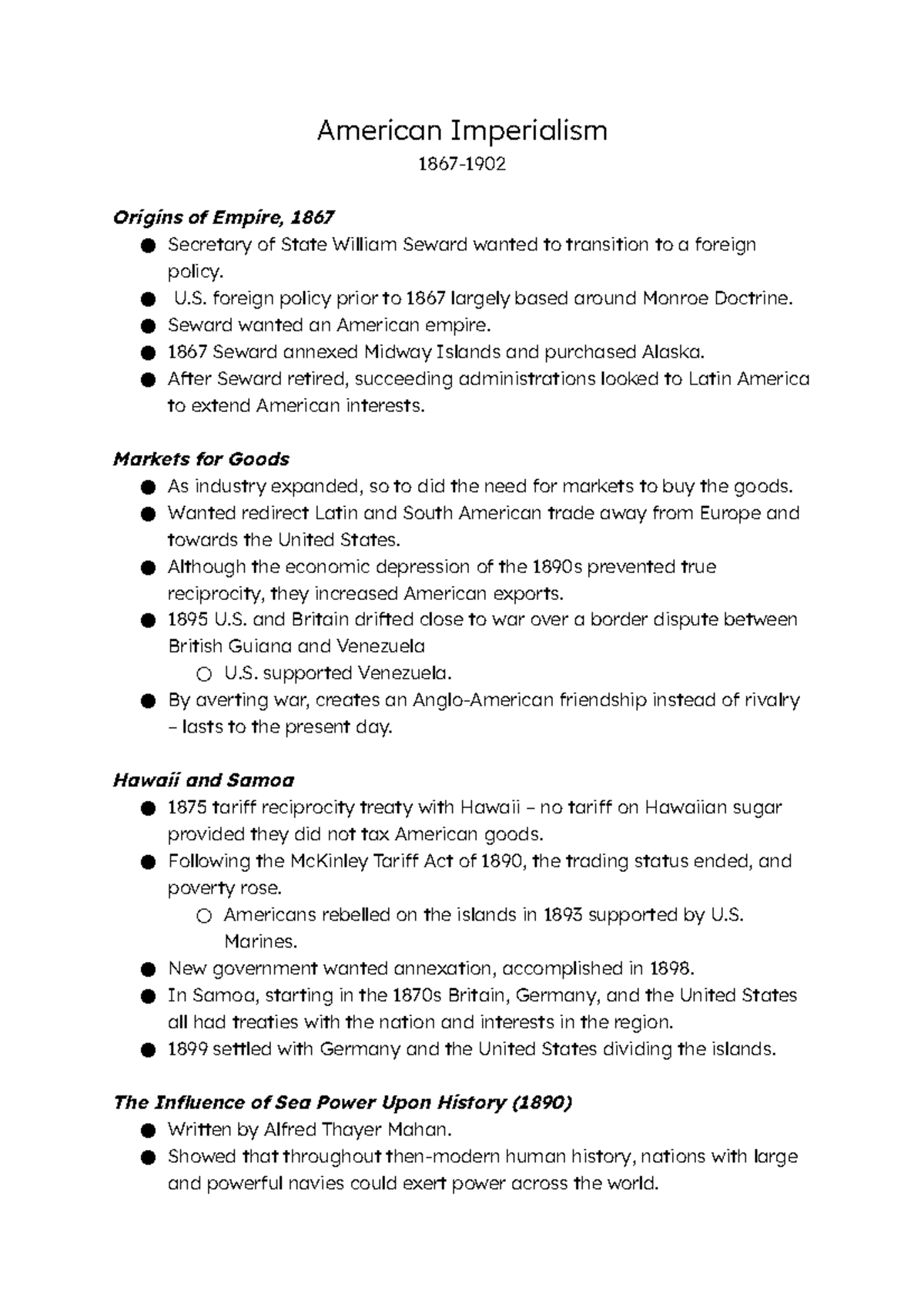 L10 - American Imperialism - American Imperialism 1867- Origins of ...