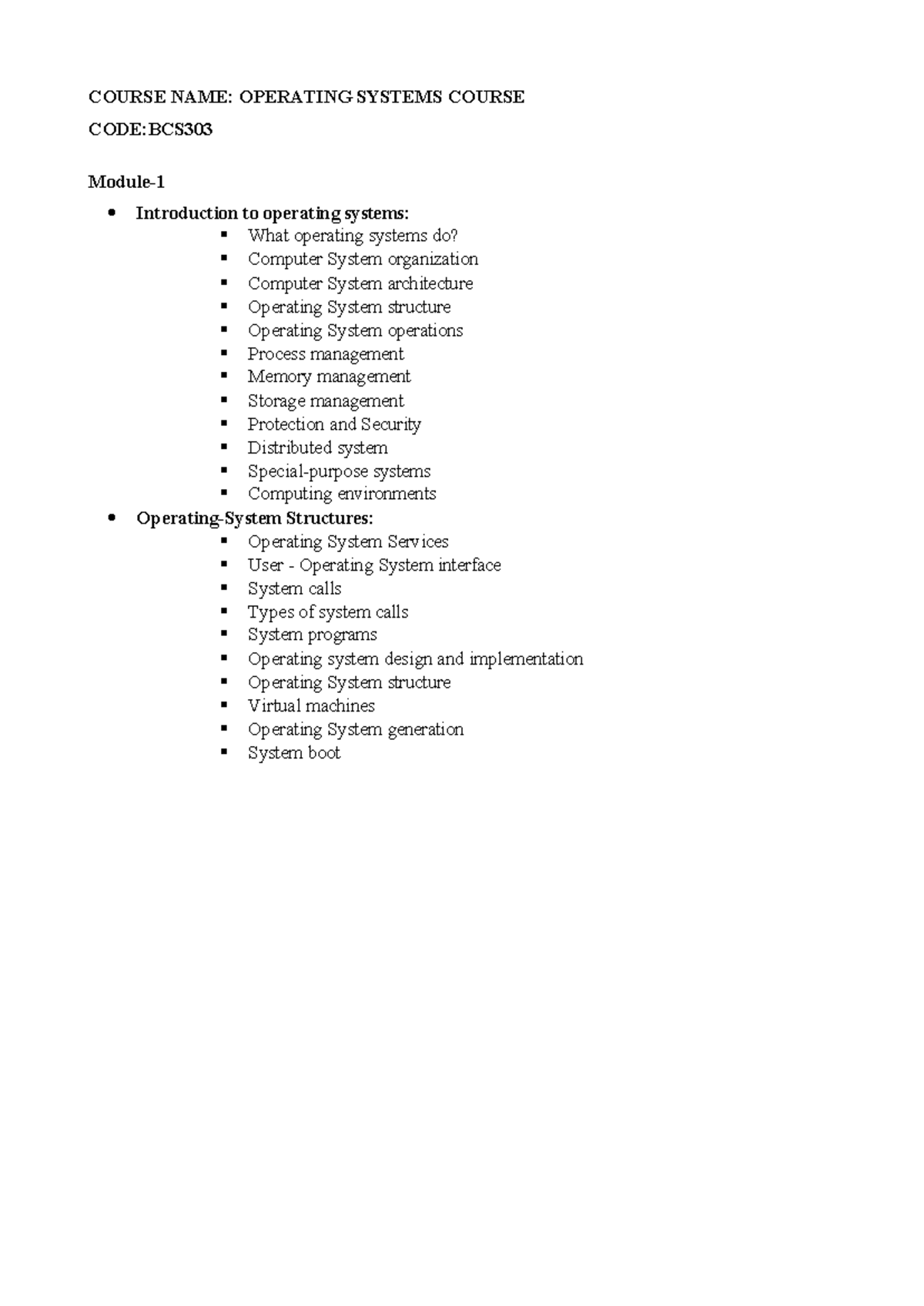 OS Module 1 - Notes on unit -1 - COURSE NAME: OPERATING SYSTEMS COURSE ...