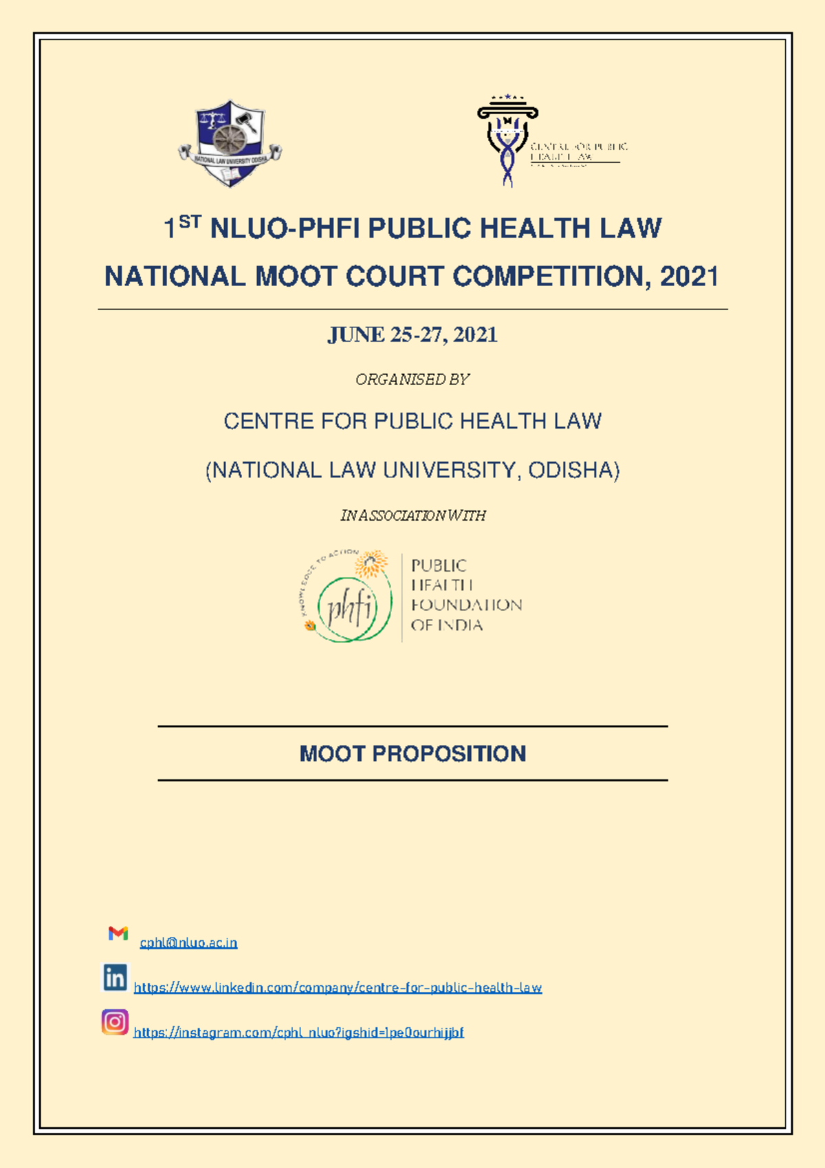 Moot-Proposition-2021 - 1 ST NLUO-PHFI PUBLIC HEALTH LAW NATIONAL MOOT ...