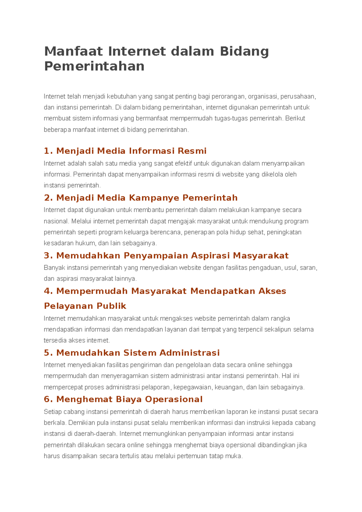 Manfaat Internet dalam Bidang Pemerintahan - Manfaat Internet dalam ...