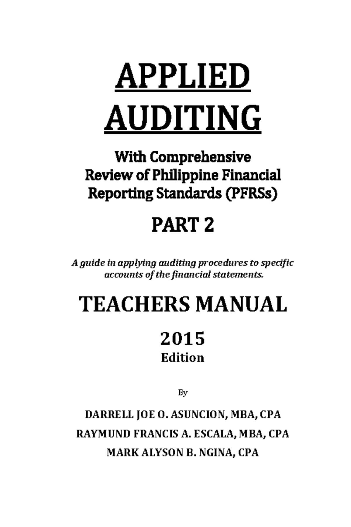 Applied auditing and applications - A guide in applying auditing ...