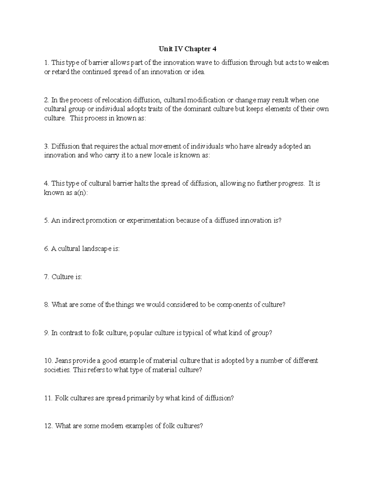 GEO Ch. 4 Study Guide - Unit IV Chapter 4 1. This type of barrier ...