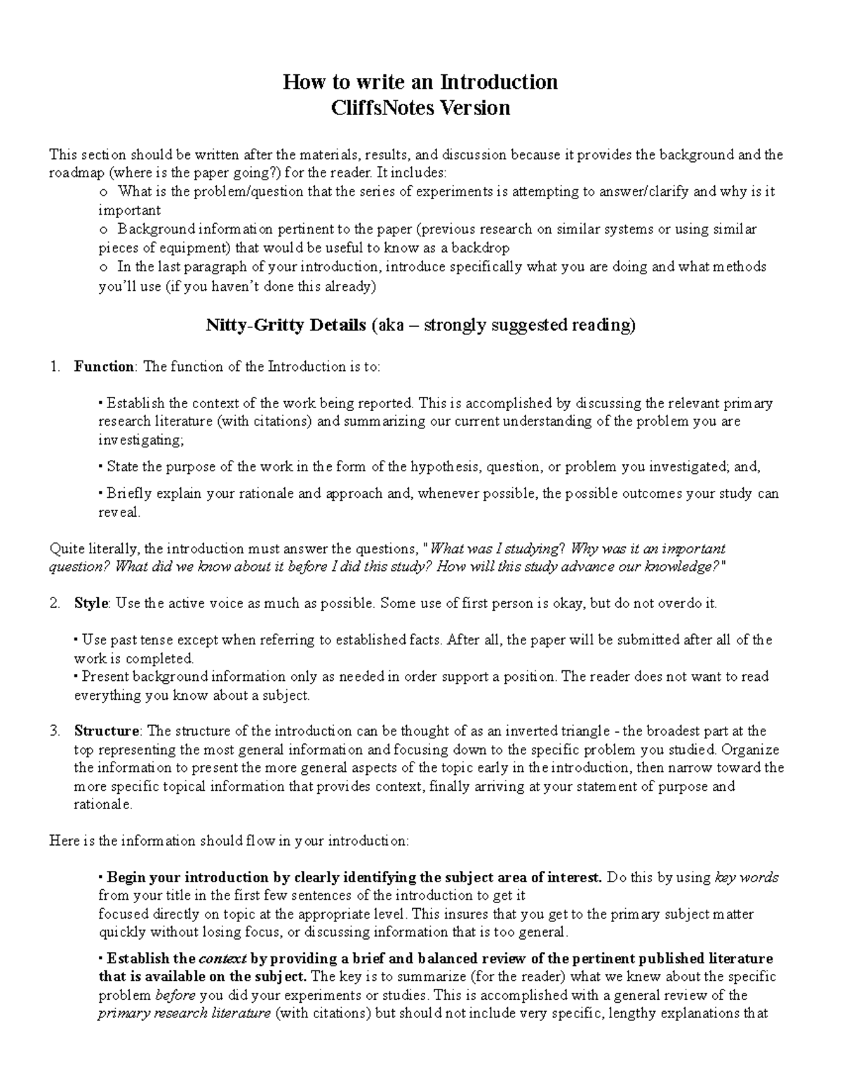 How To Write An Introduction How To Write An Introduction CliffsNotes
