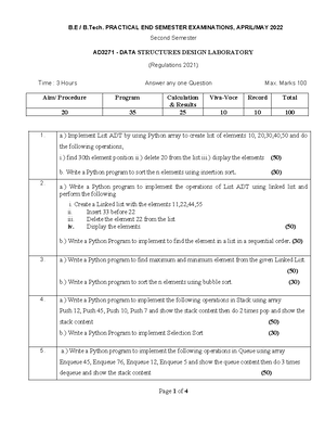 AD3271 SET1 - Anna university Data structures lab question set 1 - B / B. PRACTICAL END SEMESTER ...