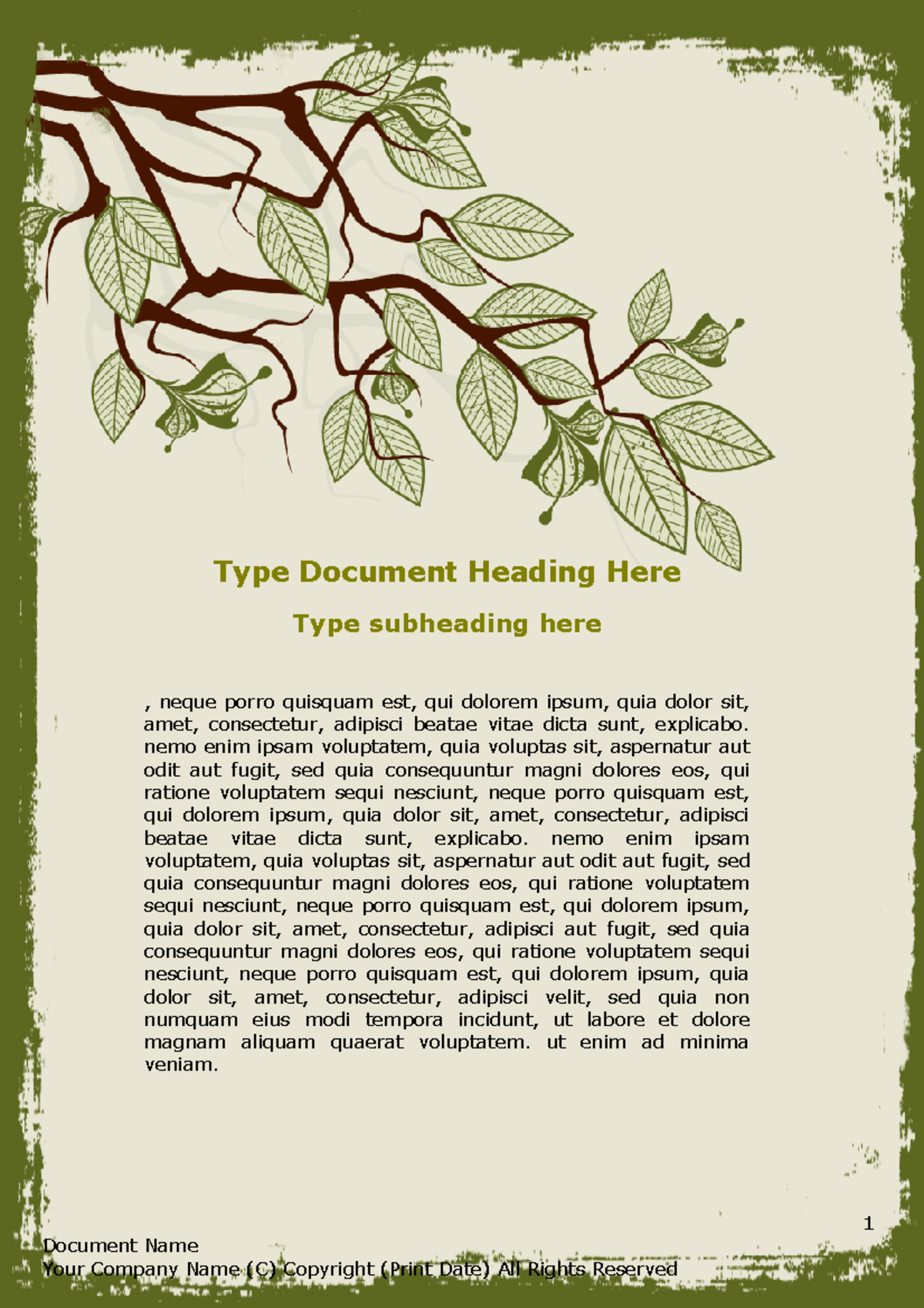 Template-word - 1 Document Name Your Company Name (C) Copyright (Print ...