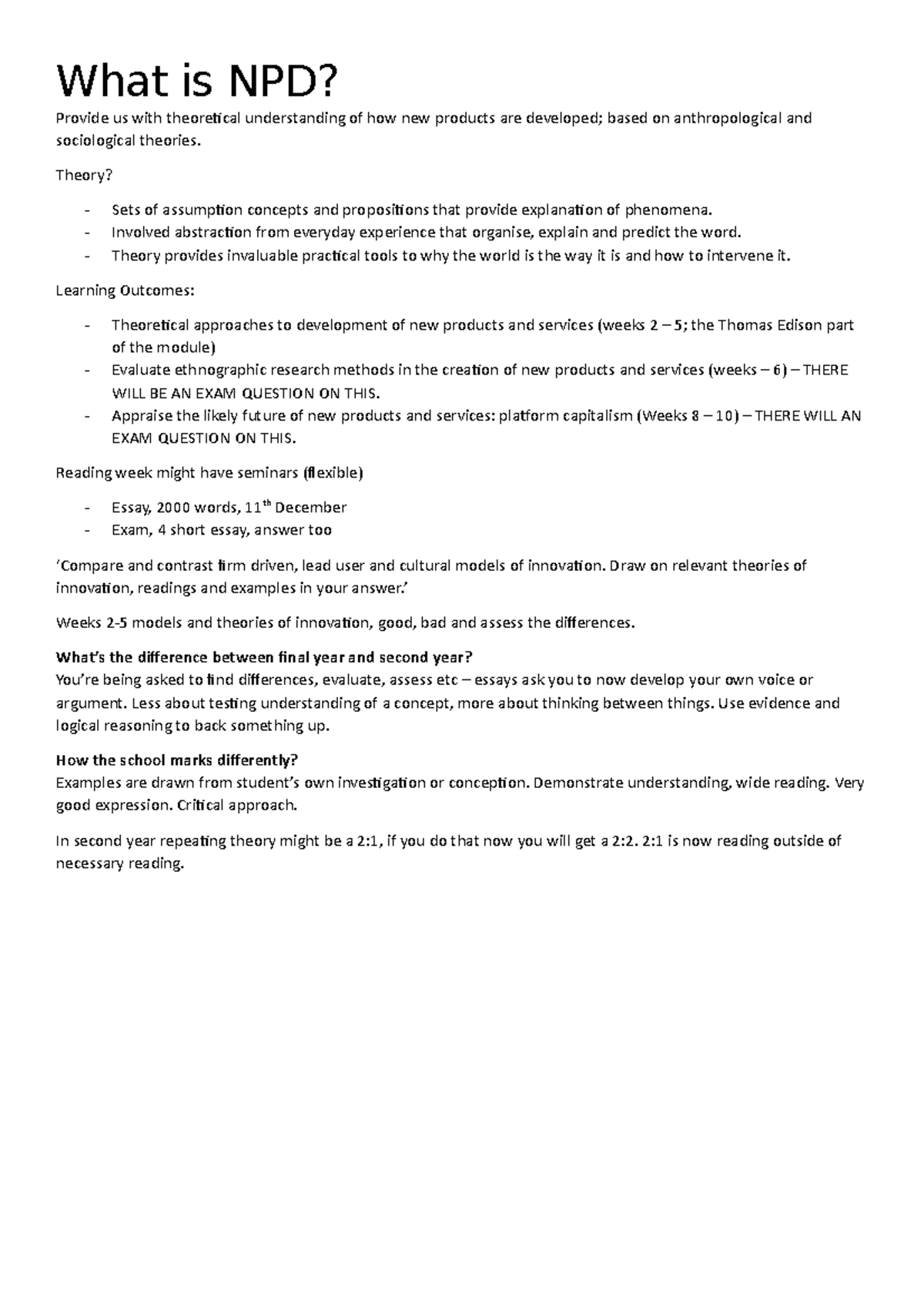 Introduction hour - What is NPD? Provide us with theoretical ...