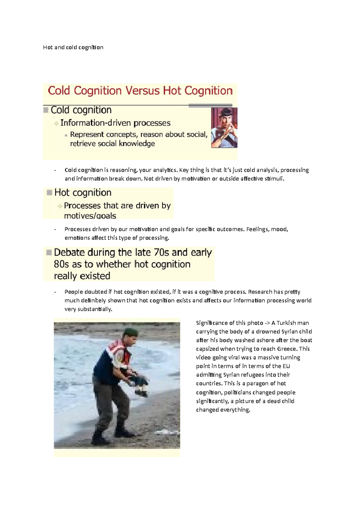 PSYC2017 Lectures - Hot and cold cognition Cold cognition is reasoning ...