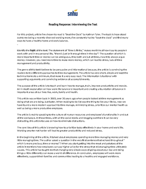 ALC ENG 130 Module Two Written Response - Audience Understanding ...