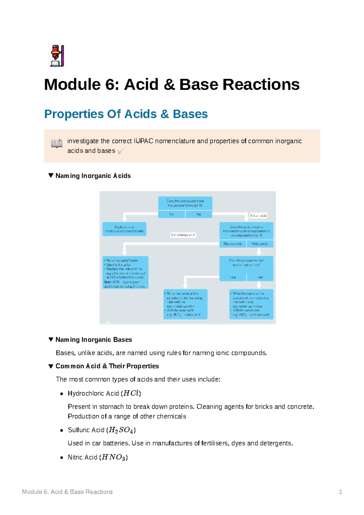 Module 6 Acid Base Reactions - Module 6: Acid & Base Reactions ...