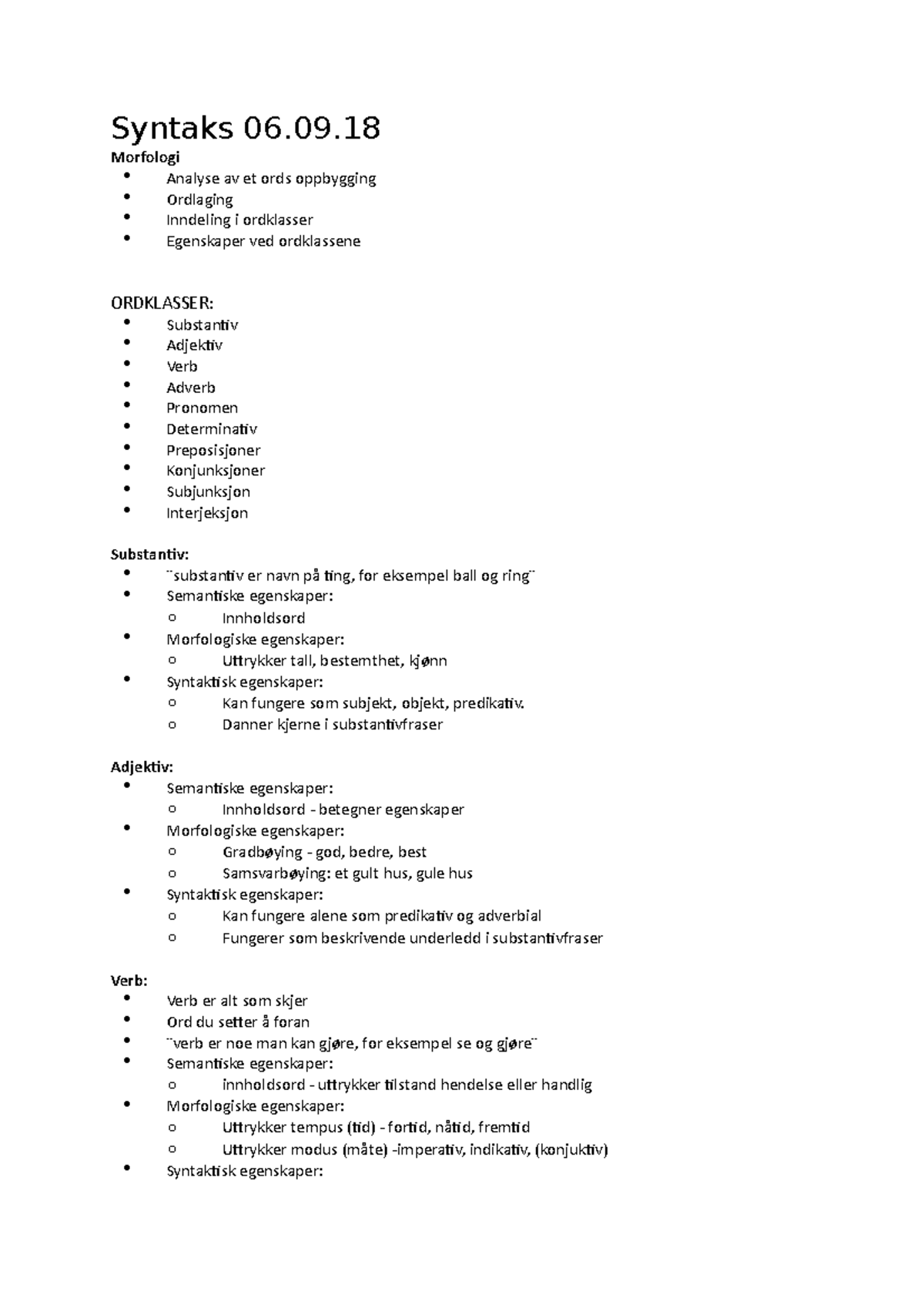 Syntaks i norskfaget - Syntaks 06.09 Morfologi Analyse av et ords ...