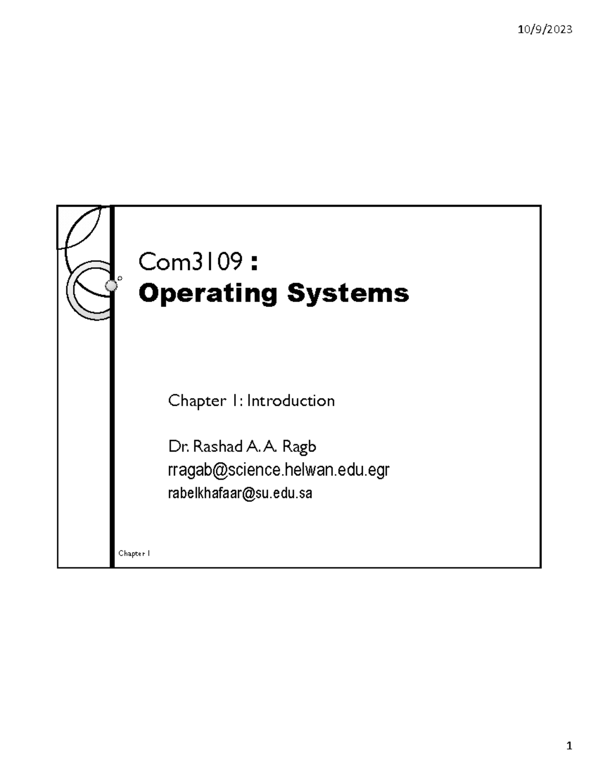 OS - Lecture 1 - introduction to OS - ComCom3109 3109 :: Operating ...