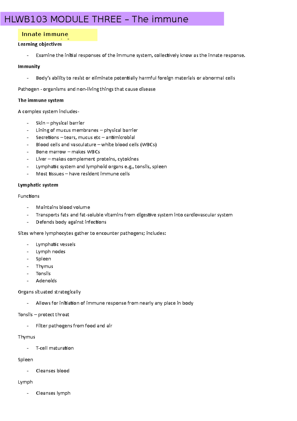 Module 3 lectures - va Learning objectives - Examine the initial ...