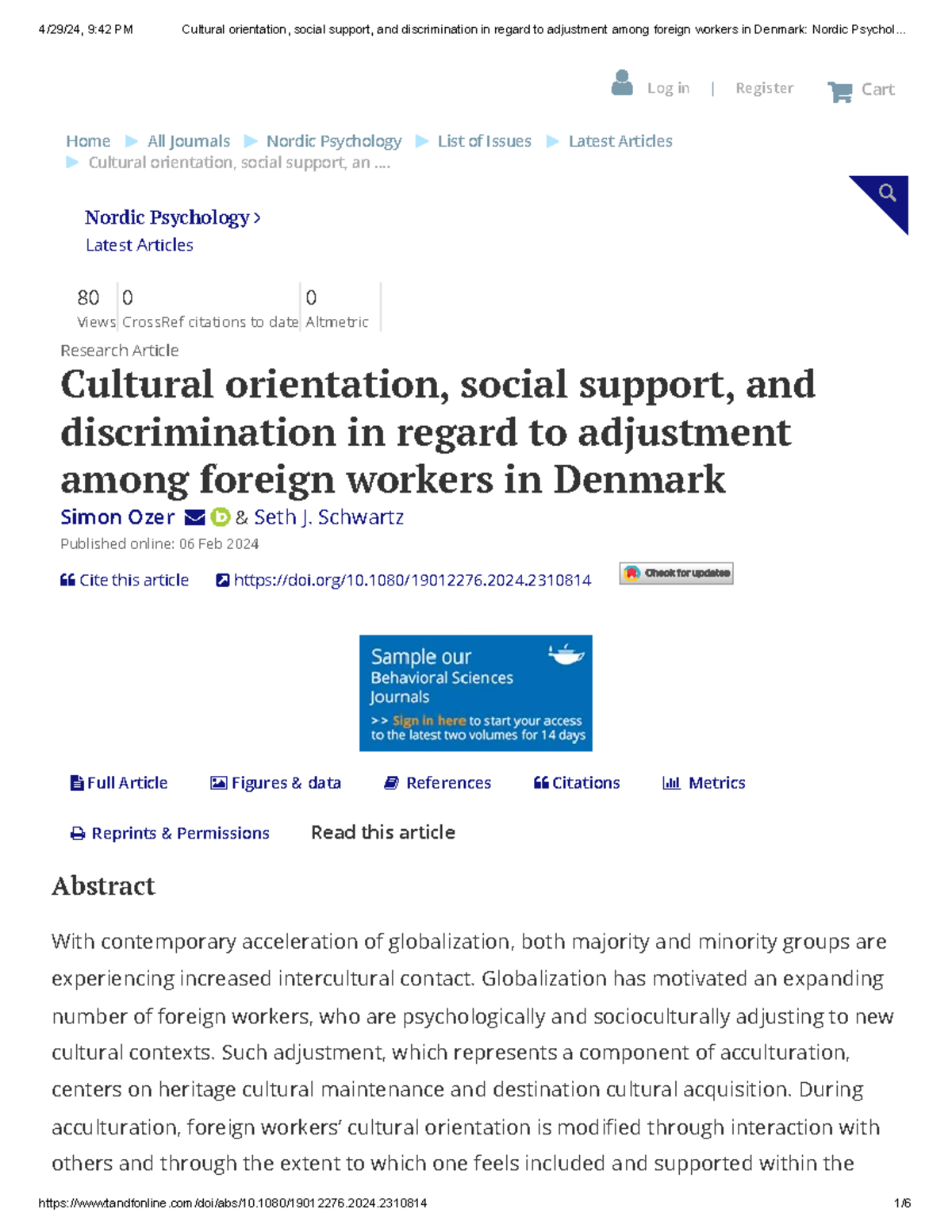 Cultural orientation, social support, and discrimination in regard to ...
