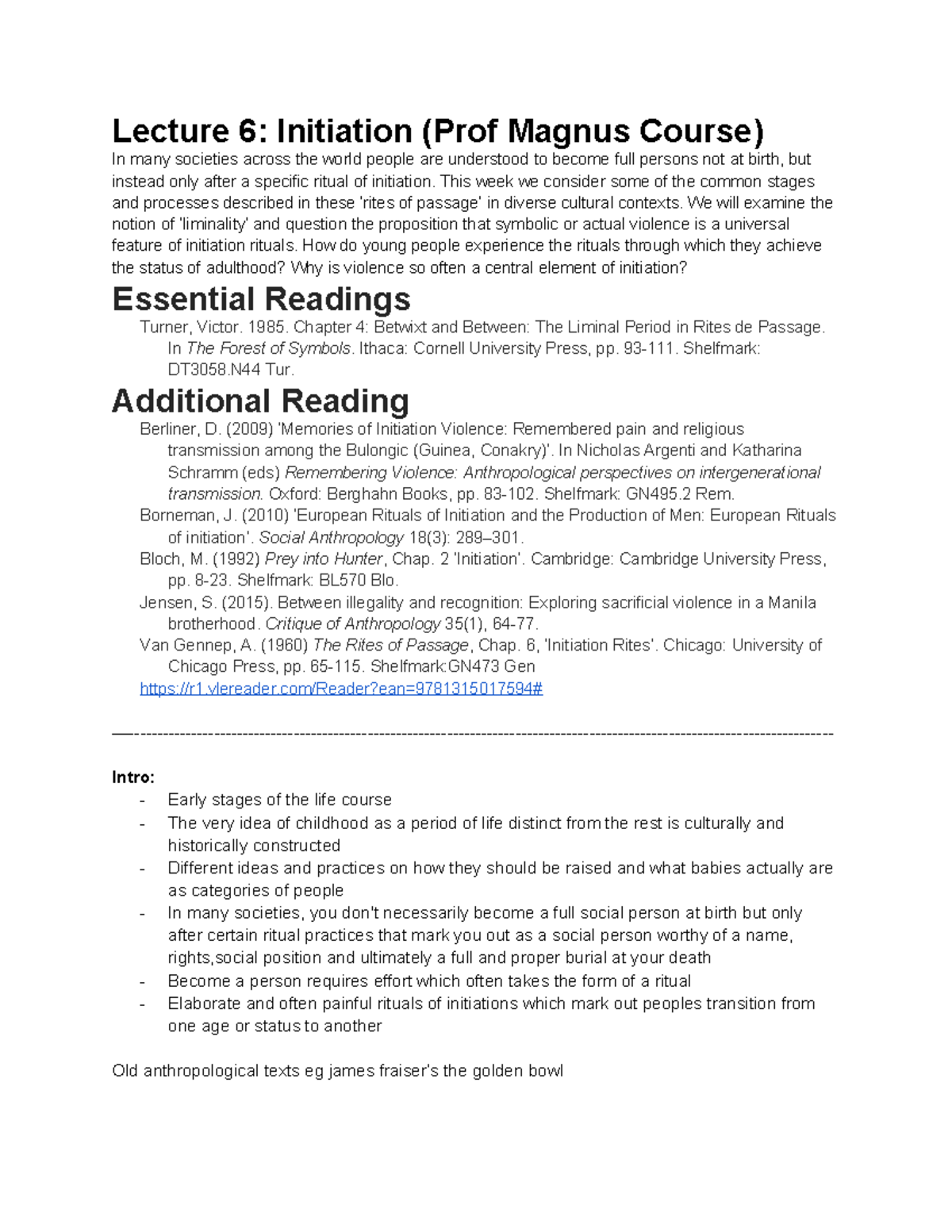 Initiation Notes - Lecture 6: Initiation (Prof Magnus Course) In many ...