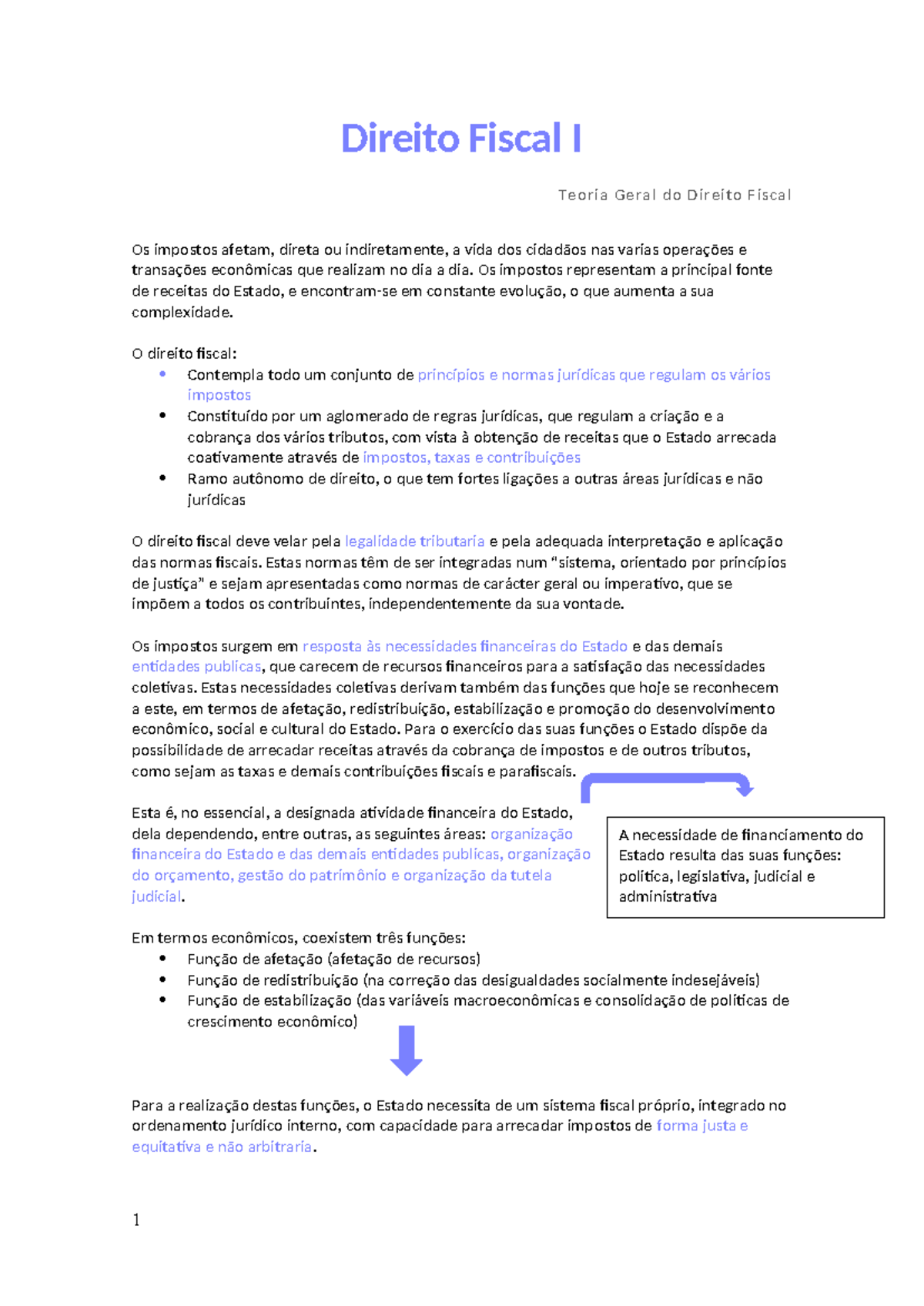 Direito Fiscal I - resumo - Direito Fiscal I Teoria Geral do Direito ...