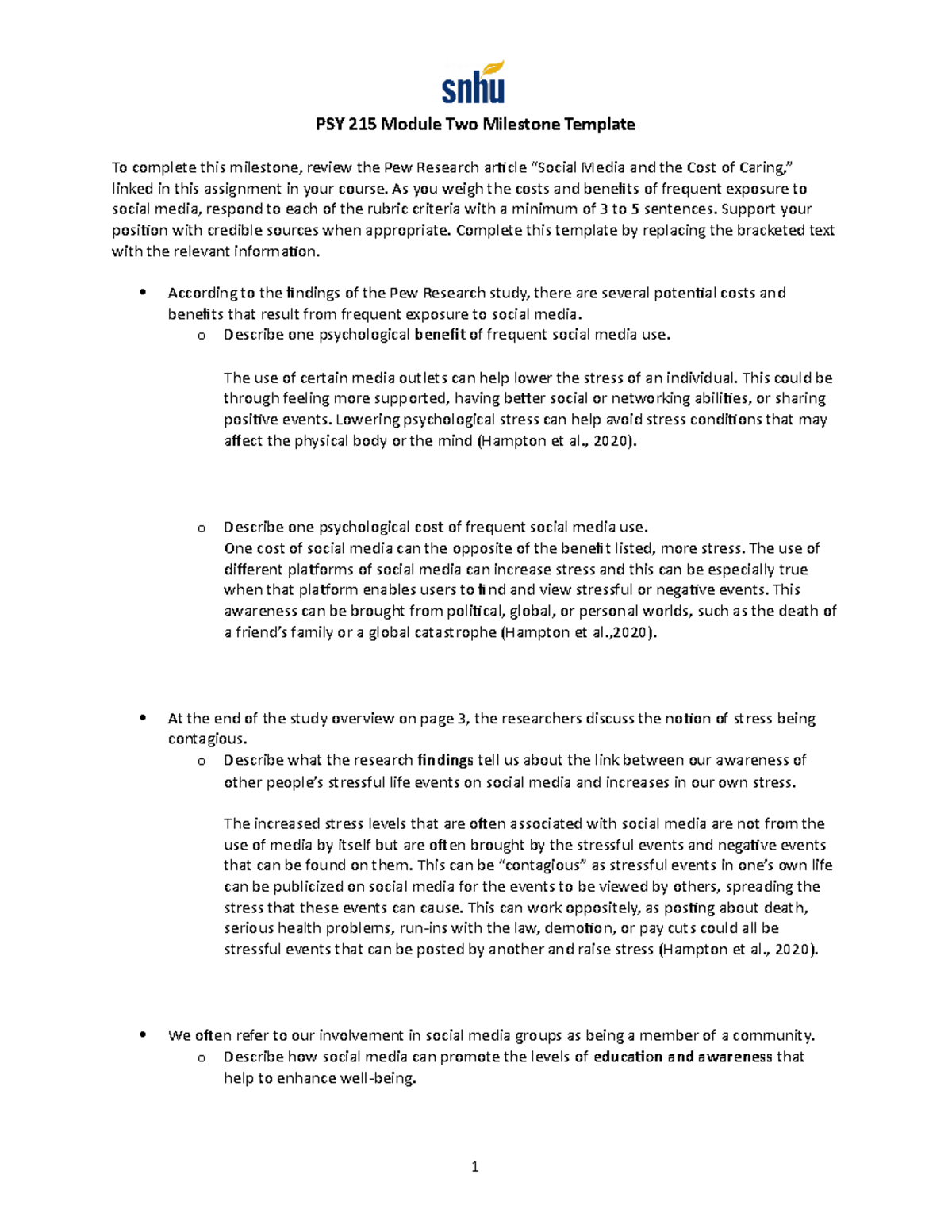 PSY 215 Module Two Milestone - As you weigh the costs and benefits of ...