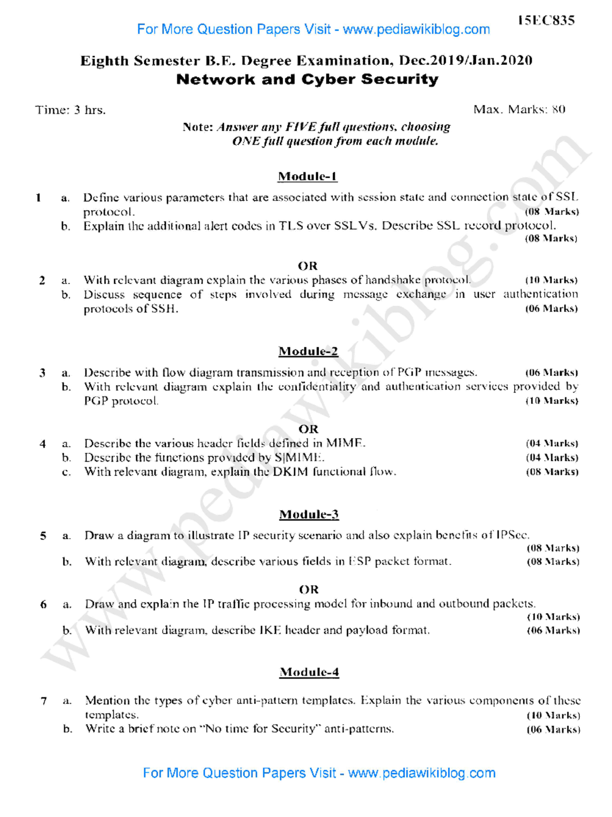 Network and Cyber Security Paper - Electronics and comm engineering ...