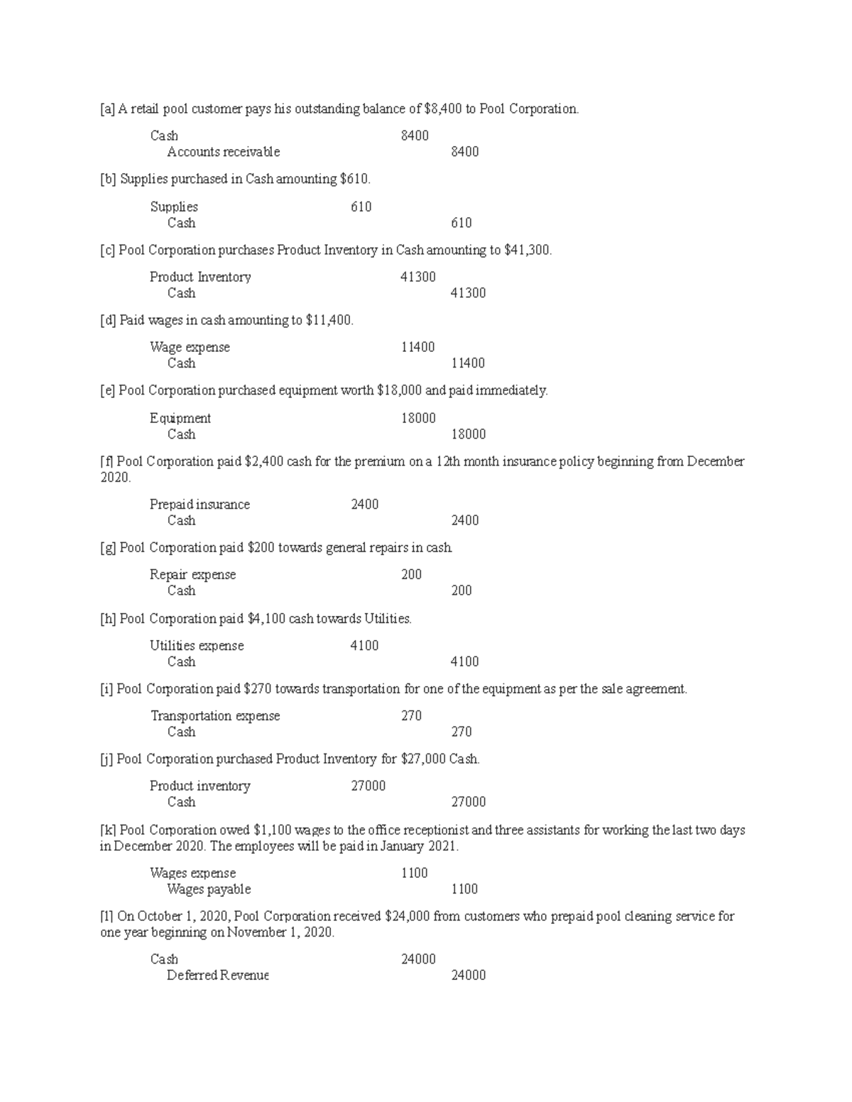 Cheat sheet - [a] A retail pool customer pays his outstanding balance ...